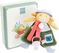 Doudou Dárková sada Plyšová kravička Aneth s úchytem na dudlík 19 cm /