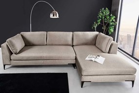 Designová rohová sedačka Sashanique 313 cm taupe samet - pravá