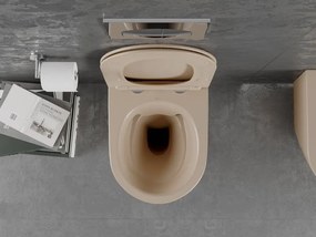 Mexen Lena wc mísa Rimless s pomalu klesající deskou slim, duroplast, matná cappuccino - 30224064