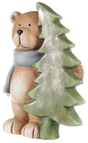 Medvěd se stromkem, keramická dekorace MT458