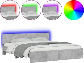 Rám postele s čelem a LED osvětlením betonově šedý 180 x 200 cm 3207591