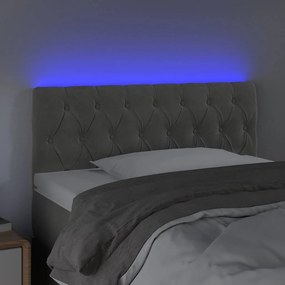 Čelo postele s LED světle šedé 90 x 7 x 78/88 cm samet 3121984