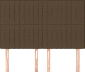 Čelo postele tmavě hnědé 144x5x118/128 cm látkové 3116571