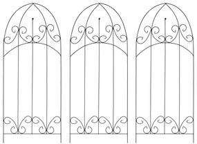 Opěry na pnoucí rostliny 3 ks černé 40 x 100 cm železo