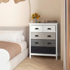 HOMCOM Komoda Úložná skříňka s 5 zásuvkami Ochrana proti překlopení do ložnice Obývací pokoj v bílé barvě 70x38x85cm | Aosom.de