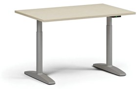 Výškově nastavitelný stůl OBOL, elektrický, 675-1325 mm, deska 1200x800 mm, šedá zaoblená podnož, grafit