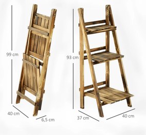 3-patrový stojan na květiny, skládací 93 cm vysoký stojan na květiny do interiéru, dřevěný stojan na rostliny, stojan na květináče s podnosy, květino…
