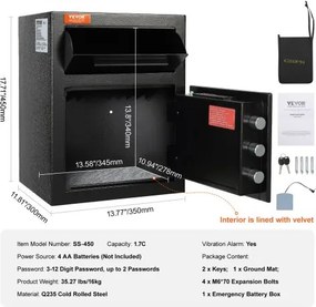 1.7 C Depository Safe Deposit Safe s hesly a klíči Drop Slot