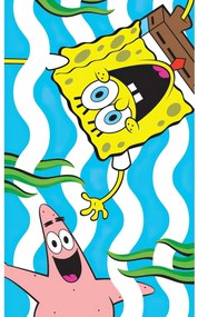 Carbotex dětský froté ručník SPONGEBOB ZÁBAVA V MOŘI, modrý, 30x50cm