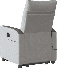 Zvedací masážní polohovací křeslo obláčkově šedé textil 3324058