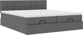 Osmanský rám postele s matrací tmavě šedý 200x200cm textil 3312002