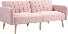 HOMCOM Moderní Rozkládací Dvousedací Pohovka 173x75x73 cm - Růžová | Aosom