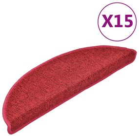 vidaXL 15 ks Nášlapy na schody vínové 56 x 17 x 3 cm