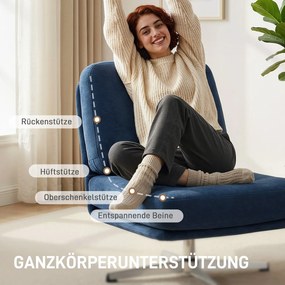 HOMCOM chenilové otočné relaxační křeslo — extra široké, kovové nohy, moderní čalouněné křeslo do obýváku a ložnice — tmavě modré
