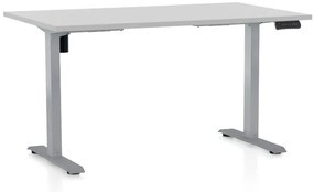 Výškově nastavitelný stůl OfficeTech B, 140 x 80 cm - černá podnož Barva: Světle šedá