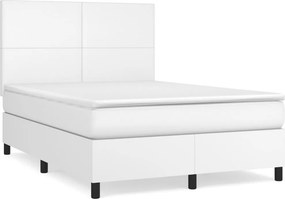Box spring postel s matrací bílá 140 x 190 cm umělá kůže 3142720