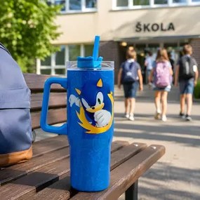 STOR Termohrnek Sonic / Nerezová ocel / 940 ml / S brčkem