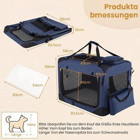 Costway Přepravka pro psy skládací přenosný přepravní box pro psy se síťovými