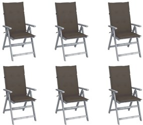 vidaXL Zahradní polohovací židle s poduškami 6 ks masivní akácie