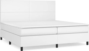 Box spring postel s matrací bílá 200x200 cm umělá kůže 3142744