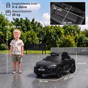 AIYAPLAY Dětské elektrické auto Audi A5L 12V dětské auto s 2,4 G dálkovým ovládáním, 2 motory, lithium baterie, měkký start, 4× pružení 370-511V90BK