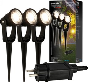 BRI 3918035 Startovací sada Lillis – CONNECT TO SHINE, 3ks bodových svítidely, IP65, černá - BRILONER
