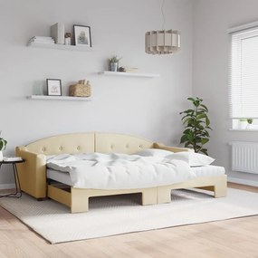 Válenda s přistýlkou a matracemi krémová 80 x 200 cm textil 3197547