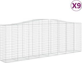 Klenuté gabionové koše 9 ks 400x50x140/160cm pozinkované železo 3145989