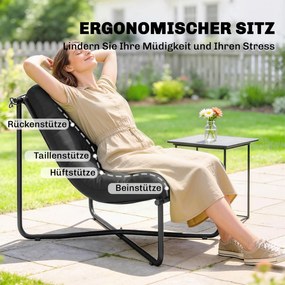 Lounge chair Outdoor Ergonomická zahradní židle s polštářem šetrným k pokožce Široký sedák Ocelový rám Tmavě šedá barva