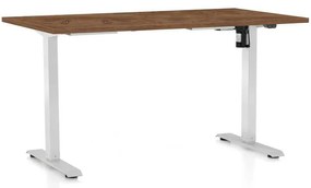 Výškově nastavitelný stůl OfficeTech A, 120 x 80 cm, bílá podnož, dub silverjack