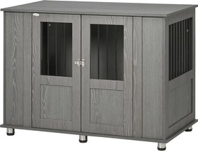 PawHut klec pro psa, klec pro domácí mazlíčky, psí bouda se zámkem, magnetická dvířka, okno, psí bouda, box pro extra velké psy, šedá| Aosom