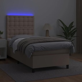 Box spring postel matrace a LED cappuccino 90x190 cm umělá kůže 3135920