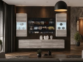 Obývací stěna 200 cm Belini šedý antracit Glamour Wood Imperium 7  IMP 7/5/W/GW1/0/0