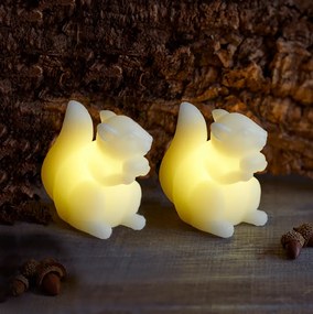 LED svíčky z pravého vosku na baterie, veverka, 7,5 × 9 cm, bílá, sada 2 ks, CR2032