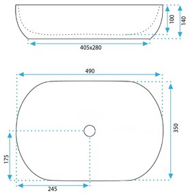 Rea Lisa, umyvadlo na desku 490x350x140 mm, béžová lesklá, REA-U6380