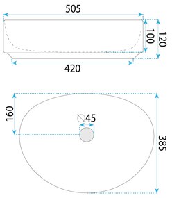 Keramické umyvadlo na desku REA JOANA 50 bílé, lesk