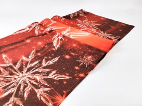 DIMEX | Vánoční běhoun na stůl Sněhové vločky TS V03 | červená | 40 x 140 cm