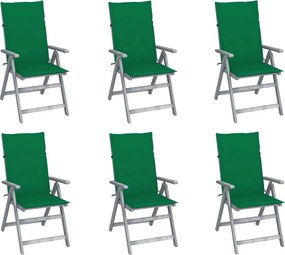 Zahradní polohovací židle s poduškami 6 ks masivní akácie 3065322