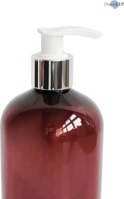 Dávkovač na mýdlo 500 ml hnědý s bílo-stříbrnou pumpičkou BELA