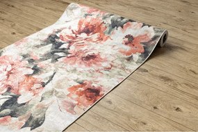 Protiskluzový běhoun LOTUS BOUQUET 52900 květiny béžový / růžový - Výprodej