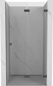 Mexen, Mexen Lunar-F pravé sklápěcí sprchové dveře 95 cm, transparentní, pistolový kov - 836-095-000-95-00-P