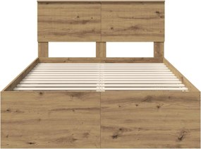 Rám postele Umělecký dub 120 x 200 cm Masivní borové dřevo 3410626