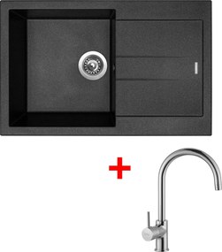 Sinks NB Dřez s odkapem Sinks AMANDA 780 Metalblack+baterie VITALIA - AM78074VICL