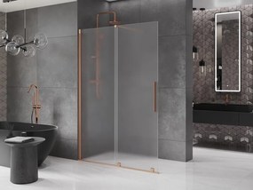 Mexen Velar, sprchová zástěna s posuvnými dveřmi Walk-in 140 x 200 cm, 8mm sklo námraza, měděná matná, 871-140-000-33-65
