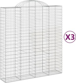 Klenuté gabionové koše 3 ks 200x50x220/240cm pozinkované železo 3146447