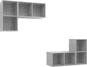 Nástěnné TV skříňky 4 ks betonově šedé kompozitní dřevo 3079839