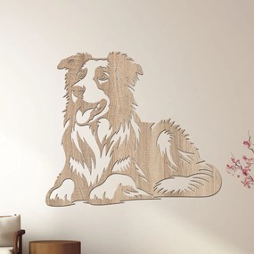dřevo života Dřevěná dekorace psa BORDEL COLLIE Rozměry (cm): 40x34, Barevný vzor: Světlý dub