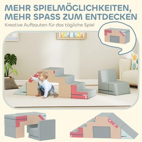 AIYAPLAY 2dílná sada měkkých herních kostek pro batolata, umělá kůže, pěna, k lezení, stavění, hraní, barevné