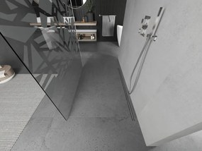 Mexen Kioto, průchozí sprchová zástěna 100 x 200 cm, 8mm sklo čiré/bílý vzor, 2x chromová stabilizační rozpěra, 800-100-002-01-85