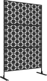 Dekorativní zahradní panel Outsunny - venkovní příčka s geometrickým kovovým designem - 122 x 45 x 198 cm, černý